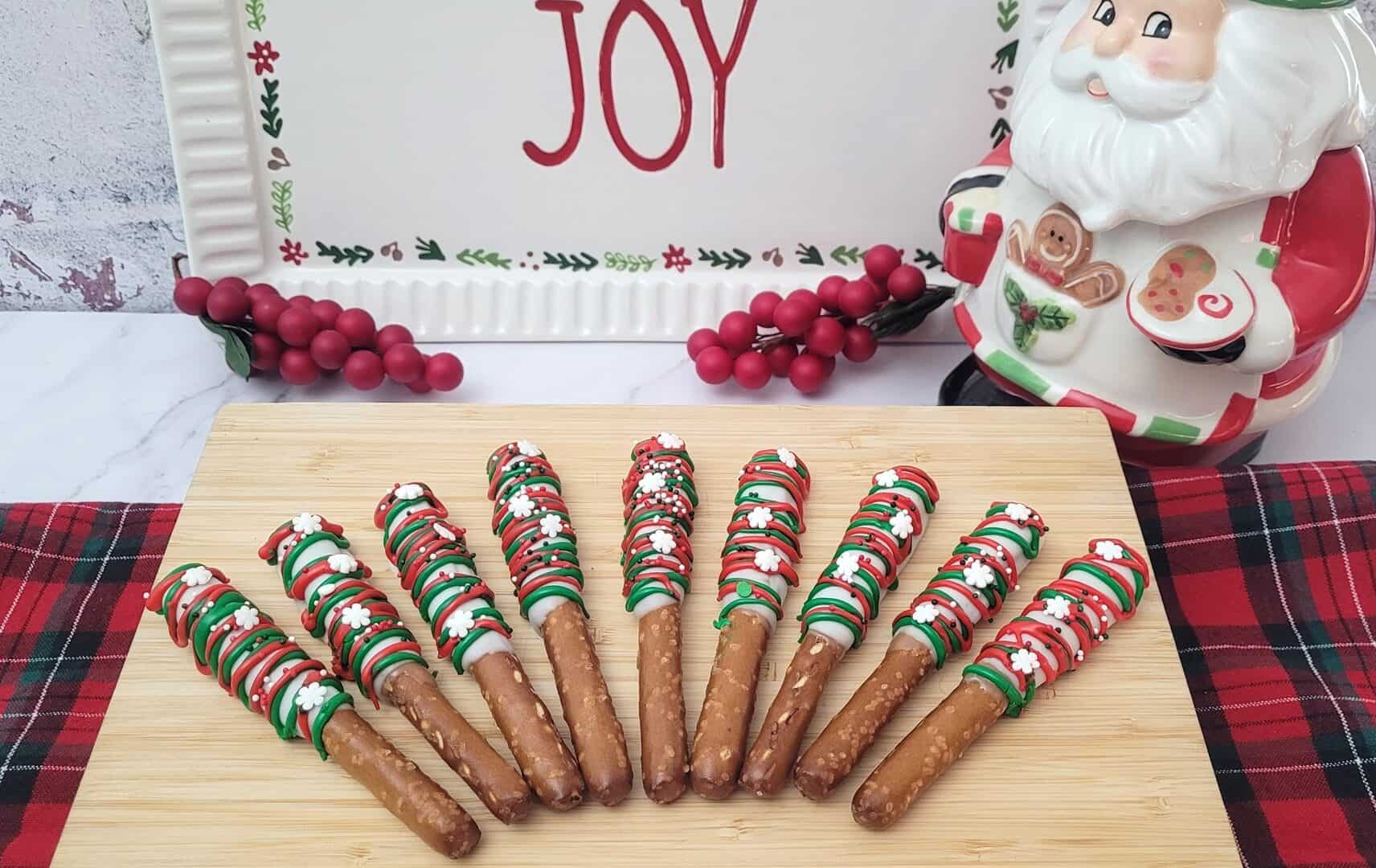 Christmas Pretzel Rods - Desserts With Stephanie