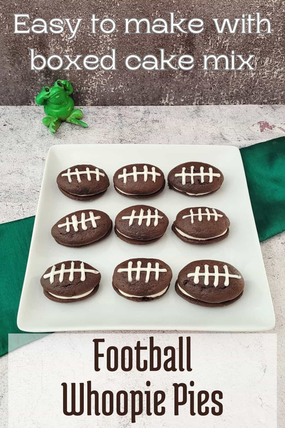 Football Whoopie Pies with Cake Mix - Desserts With Stephanie