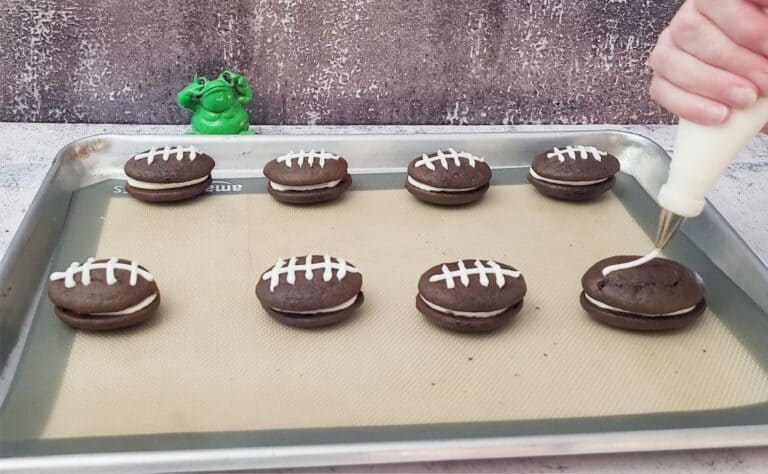 Football Whoopie Pies with Cake Mix - Desserts With Stephanie