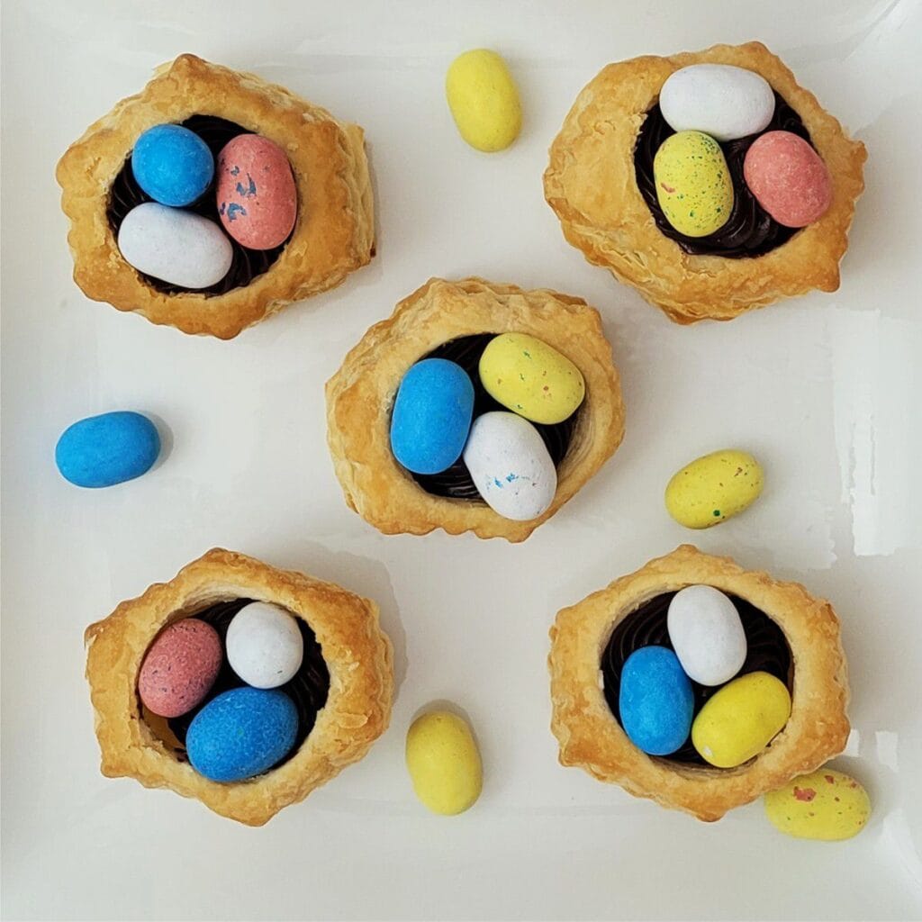 Puff Pastry Easter Nests - Desserts With Stephanie