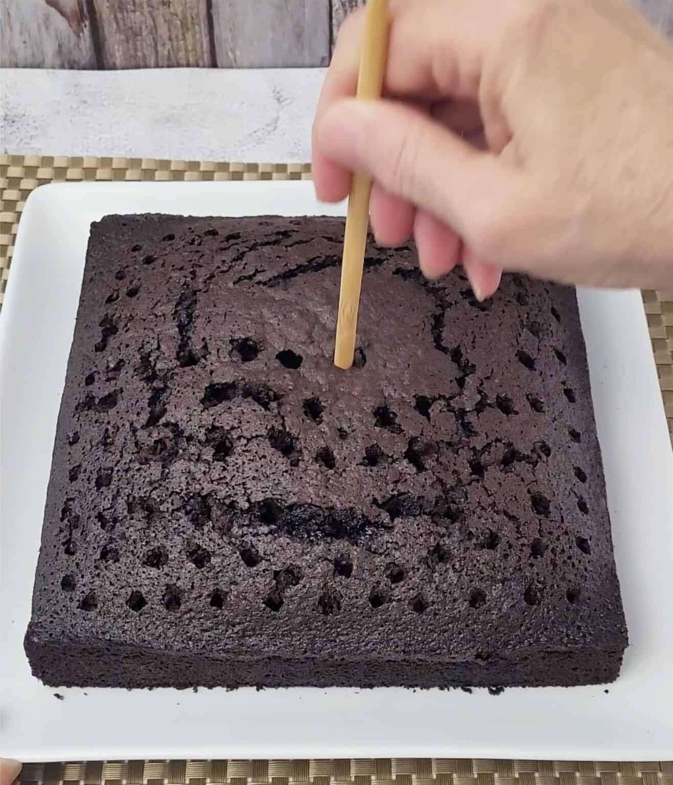 Chocolate Poke Cake with Caramel - Desserts With Stephanie